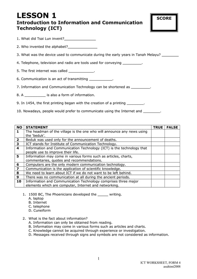 Cd ict-worksheet-la1-form-4 | PDF