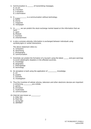 Cd ict-worksheet-la1-form-4 | DOC | Internet | Computing