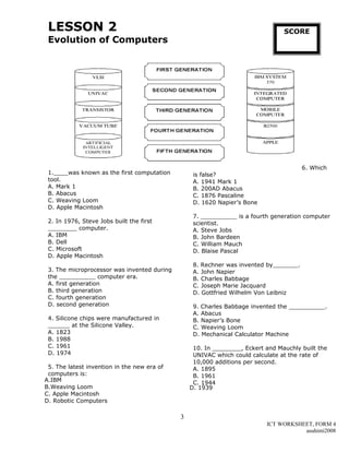 Cd ict-worksheet-la1-form-4 | DOC | Internet | Computing