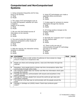 Cd ict-worksheet-la1-form-4 | DOC | Internet | Computing