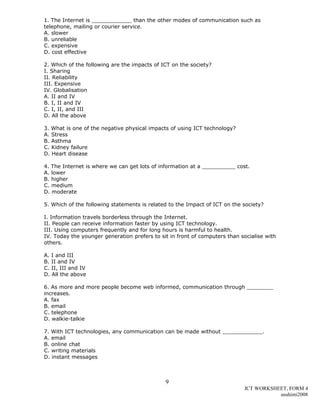 Cd ict-worksheet-la1-form-4 | DOC | Internet | Computing