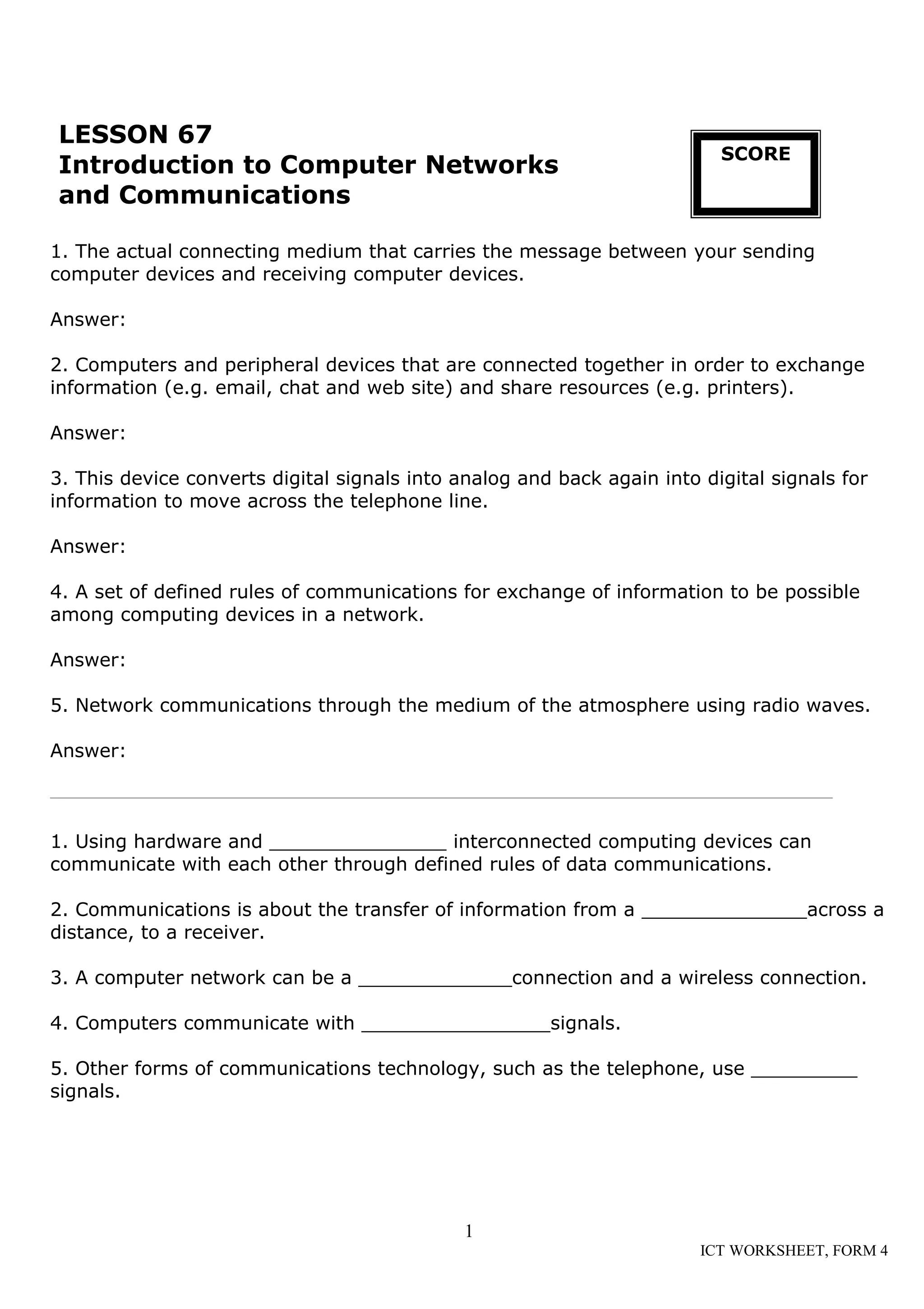 Cd ict-worksheet-la3-form-4 | DOC | Computer Peripherals | Computing