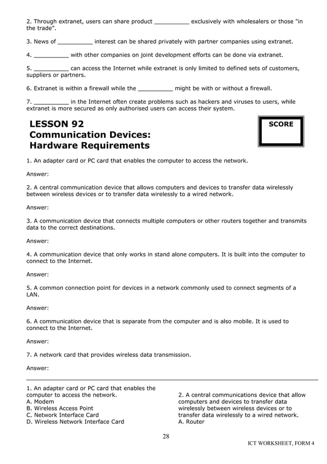 Cd ict-worksheet-la3-form-4 | DOC | Computer Peripherals | Computing
