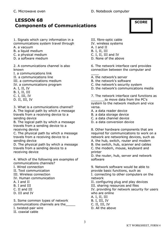 Cd ict-worksheet-la3-form-4 | DOC | Computer Peripherals | Computing