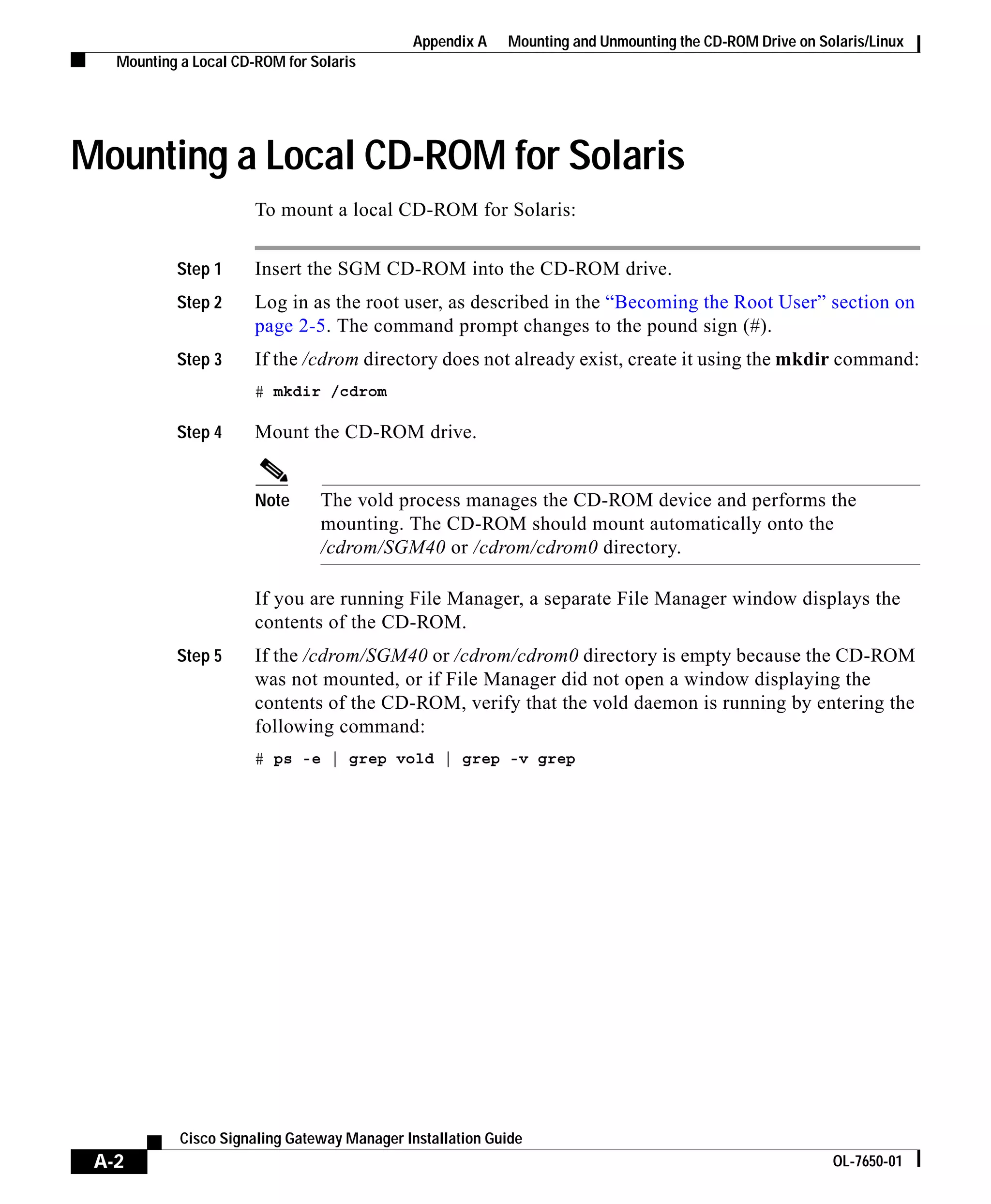 Cd rom mounting and unmounting the cd-rom driver on solaris-linux | PDF