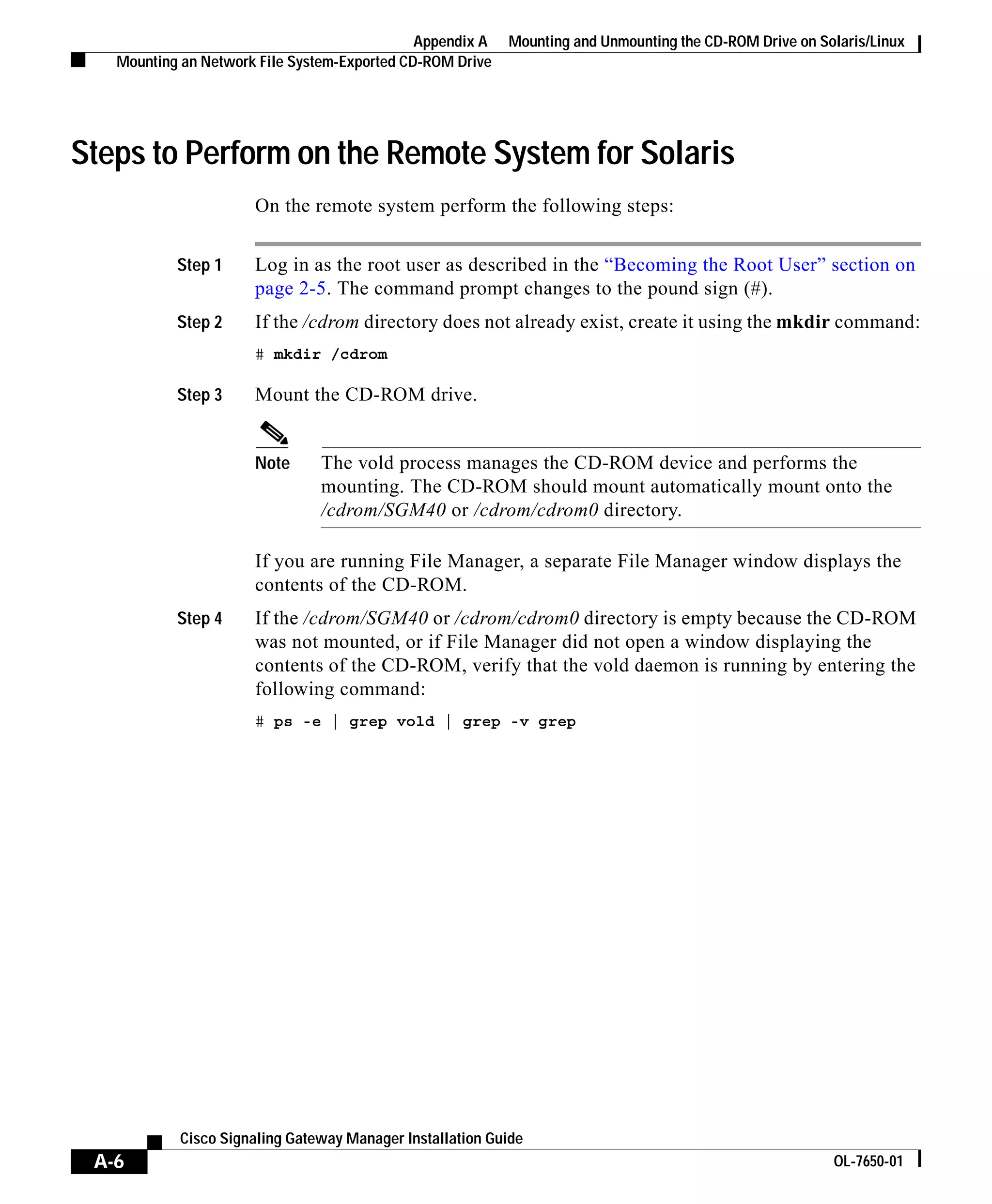 Cd rom mounting and unmounting the cd-rom driver on solaris-linux | PDF