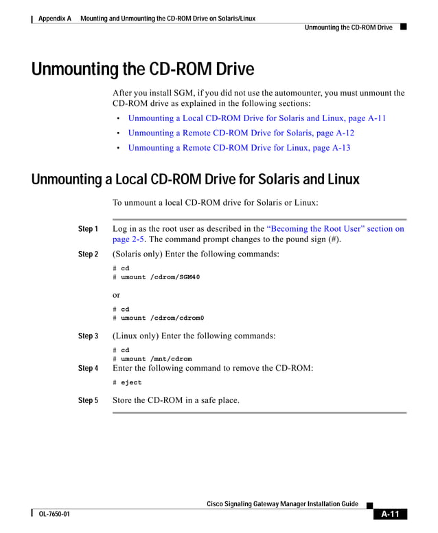 Cd rom mounting and unmounting the cd-rom driver on solaris-linux | PDF