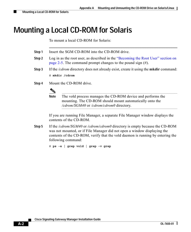 Cd rom mounting and unmounting the cd-rom driver on solaris-linux | PDF