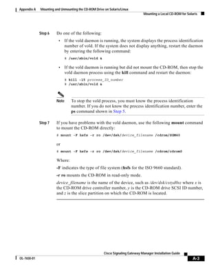 Cd rom mounting and unmounting the cd-rom driver on solaris-linux | PDF