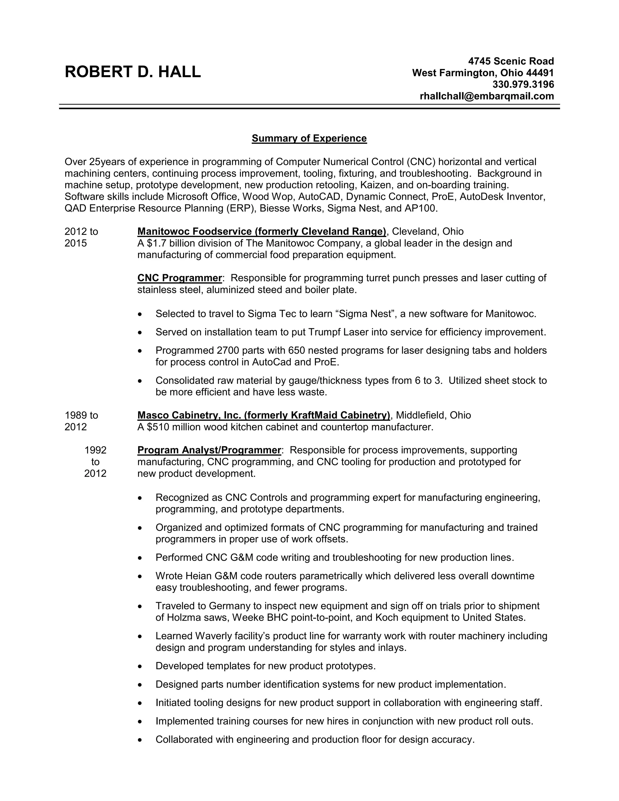 RESUME Robert Hall | PDF