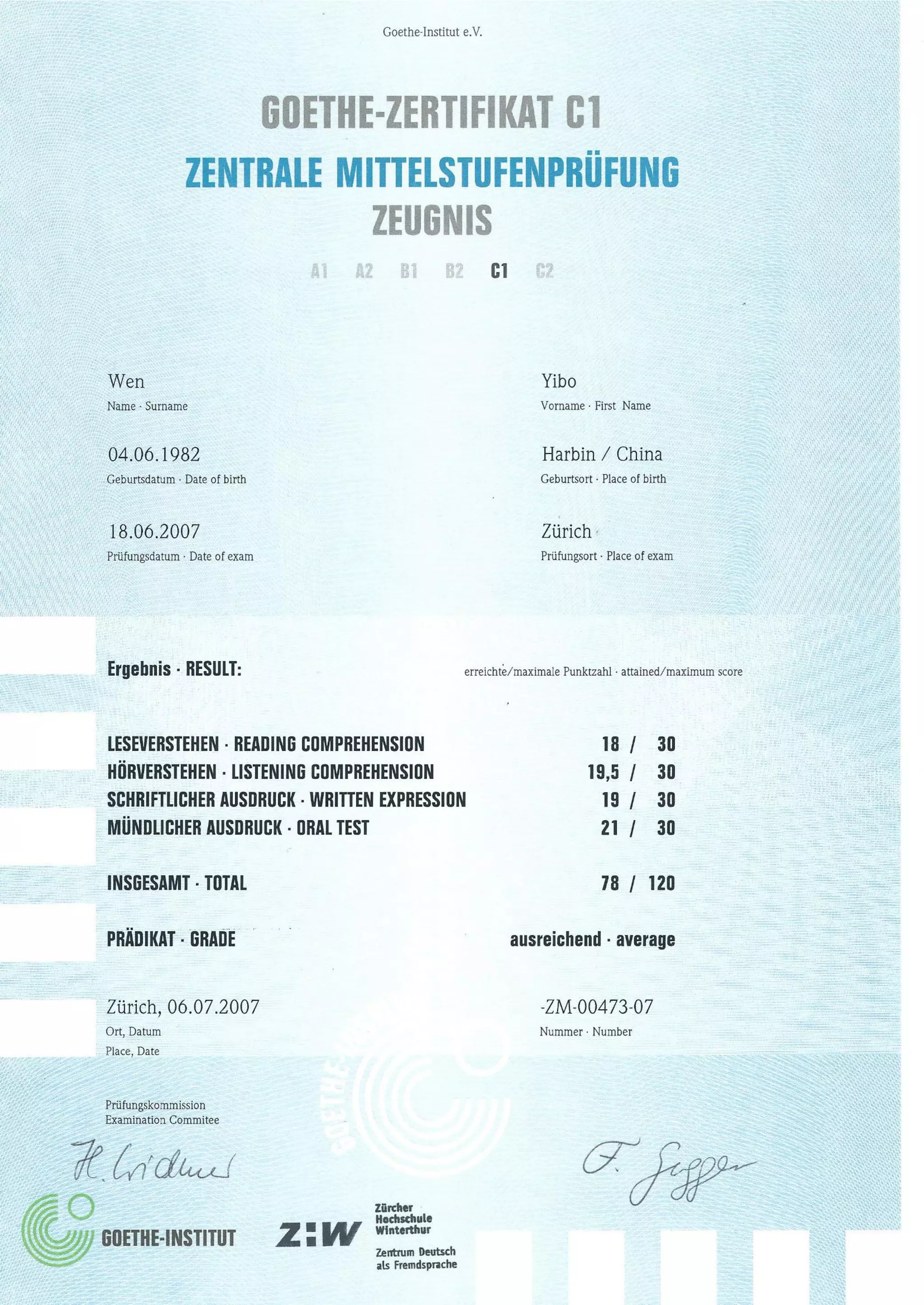 Yibo.German.C1.Zurich.2007pdf | PDF