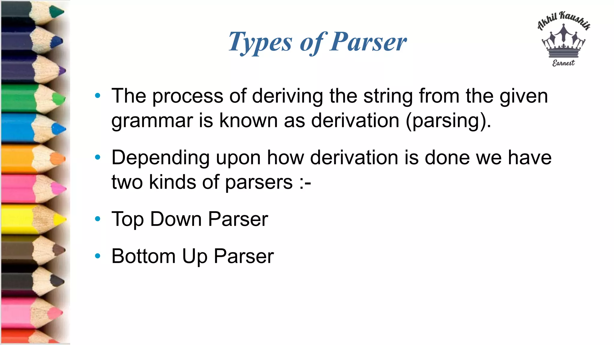 Parsing in Compiler Design | PPT Parsing in Compiler Design | PPT