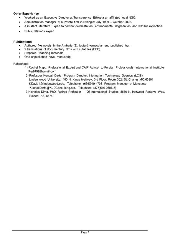 Tefera B Metaferia Resume | PDF