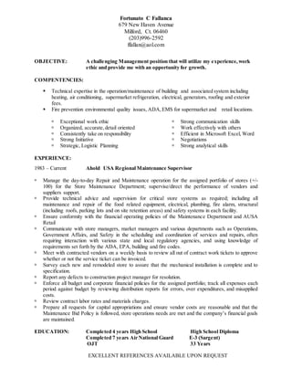 Fred Fallanca Resume' 2 | DOCX | Logistics | Business