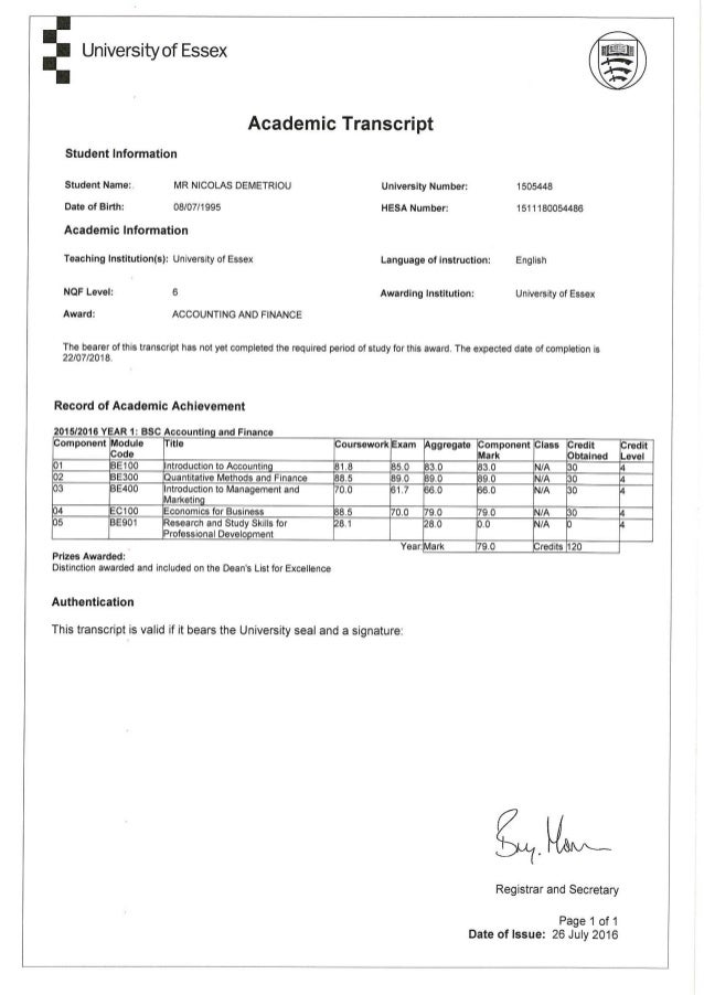 First Year Uni Results