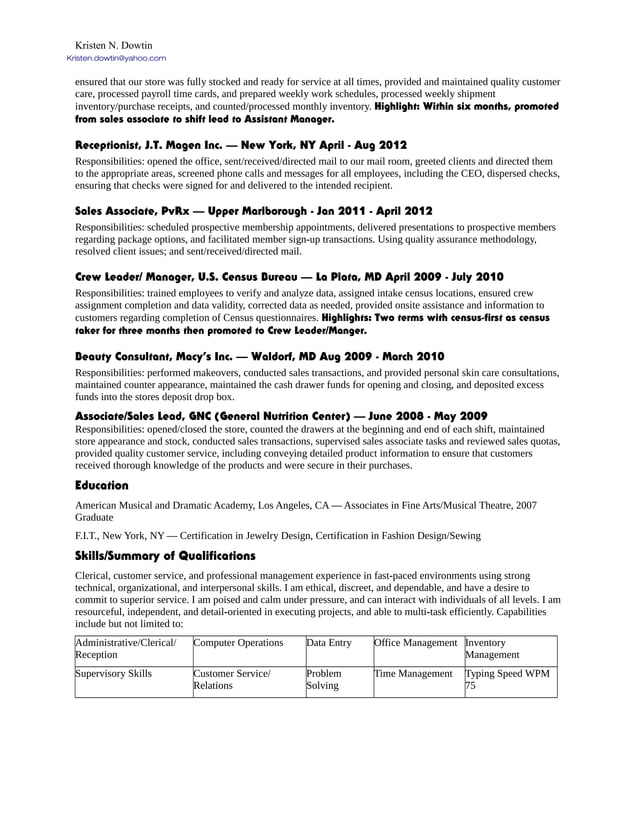 kristendowtinresume2015 | DOC