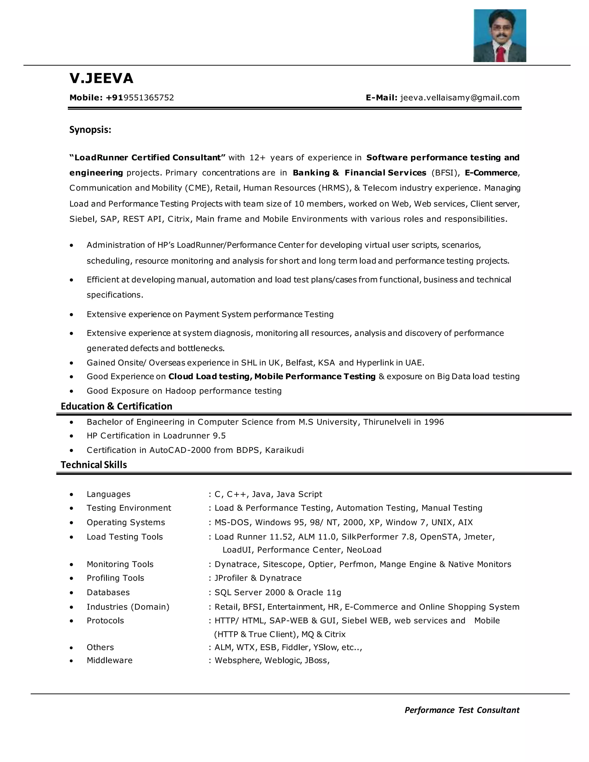 Performance Test Consultant | DOCX