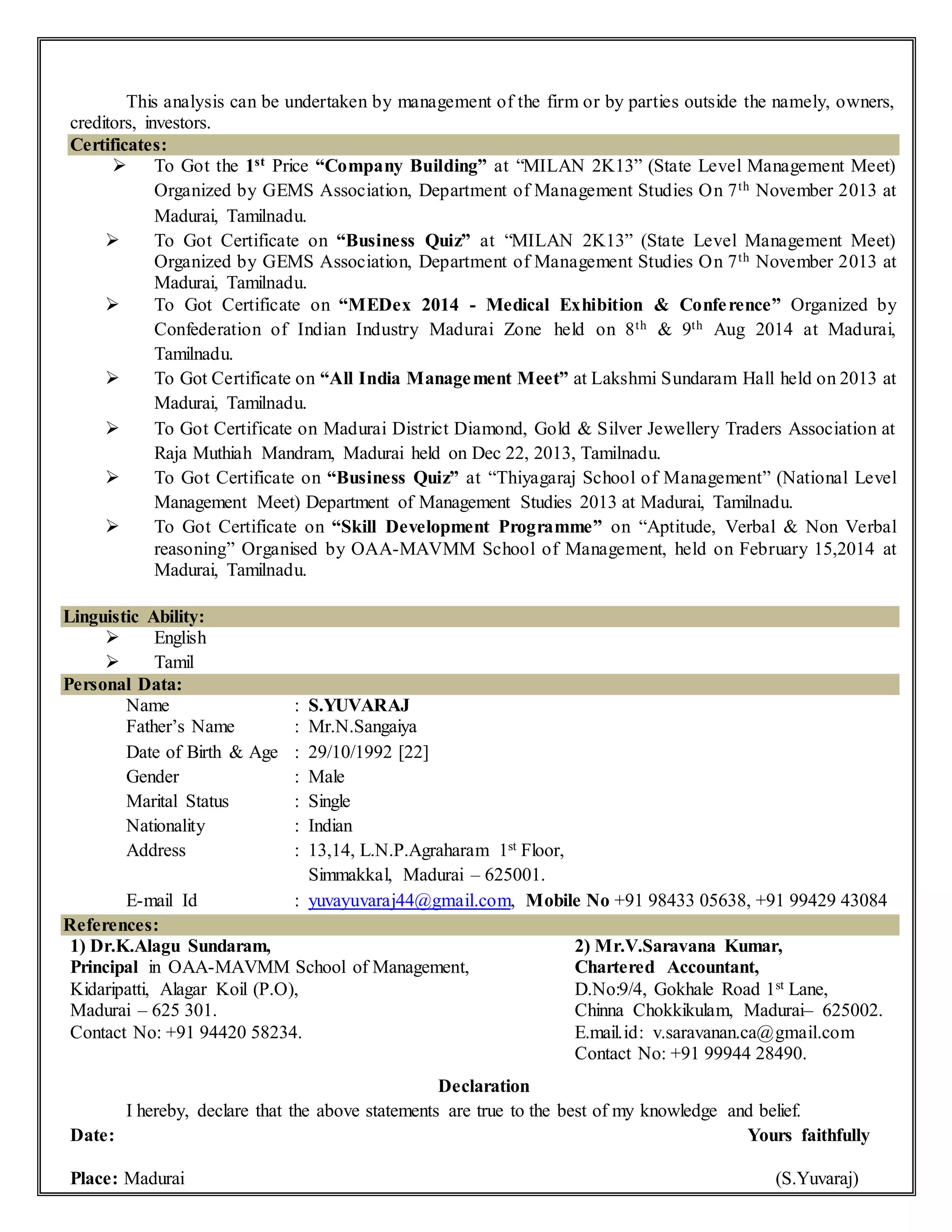 11 Yuvaraj Resume | DOCX