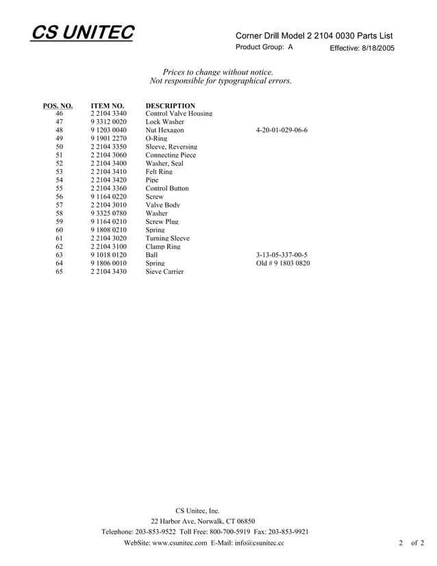 Corner Drills and Slow Speed Drives: 2 2104 0030 | PDF