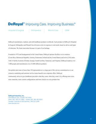 DeRoyal Corporate Overview and Product Offering 2015 | PDF