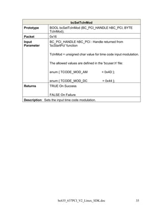 CM_SME revised bc635_637PCI_V2_Linux_SDK | PDF