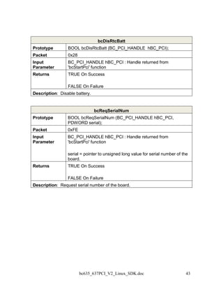 CM_SME revised bc635_637PCI_V2_Linux_SDK | PDF