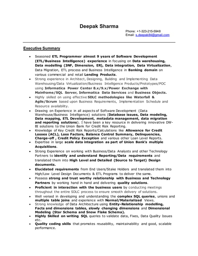 Deepak Sharma_ETL_Programmer_2016 | DOCX | Databases | Computer Software and Applications