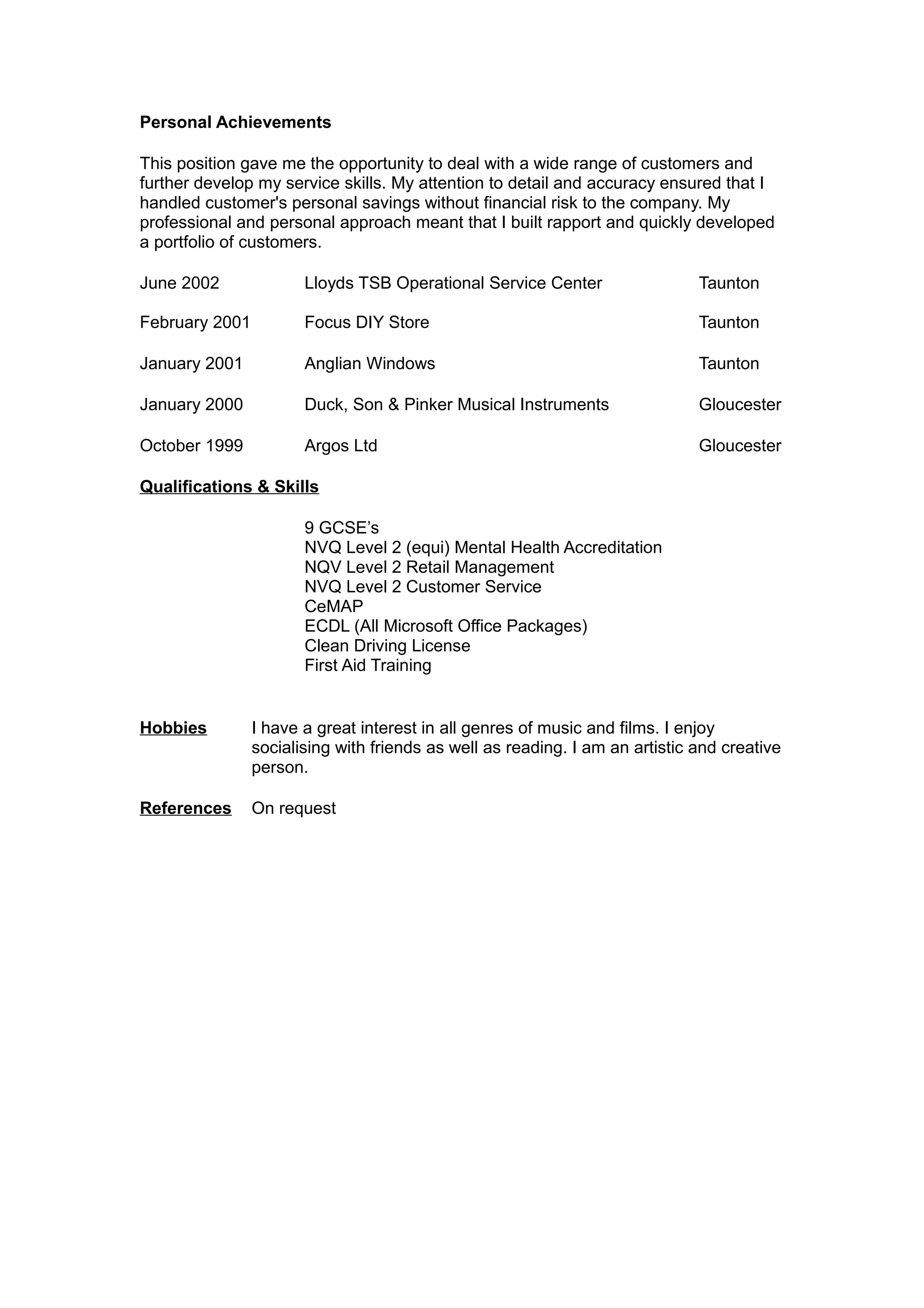 Becky CV | RTF