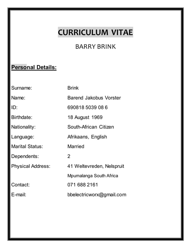 CURRICULUM BARRY BRINK | PDF