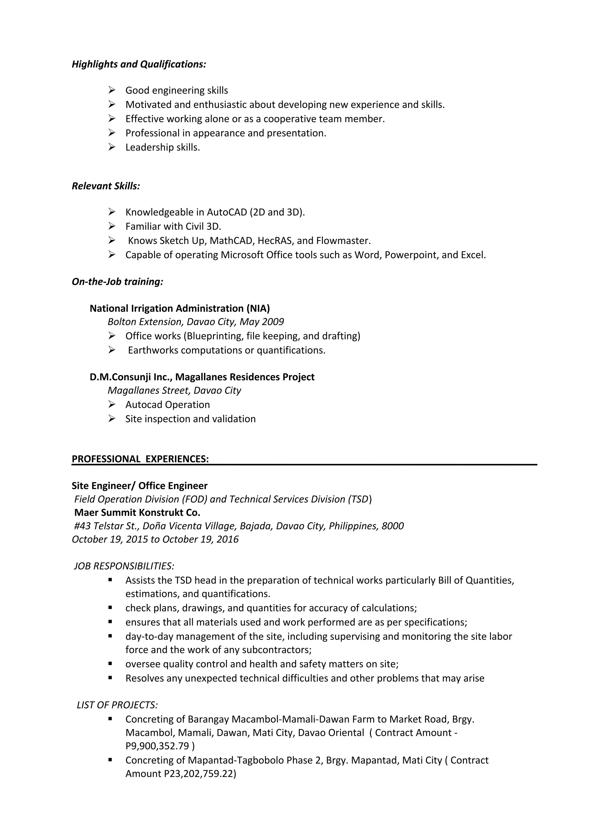 CV_CIVIL ENGR_JOEMAR | PDF