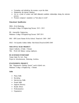 Raj Kamal - HR Resume | DOCX | Resume Writing and Advice | Job Search