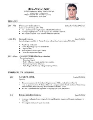 MEKAN CV | PDF
