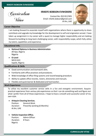 Irikefe Bobson Evwodere | PDF