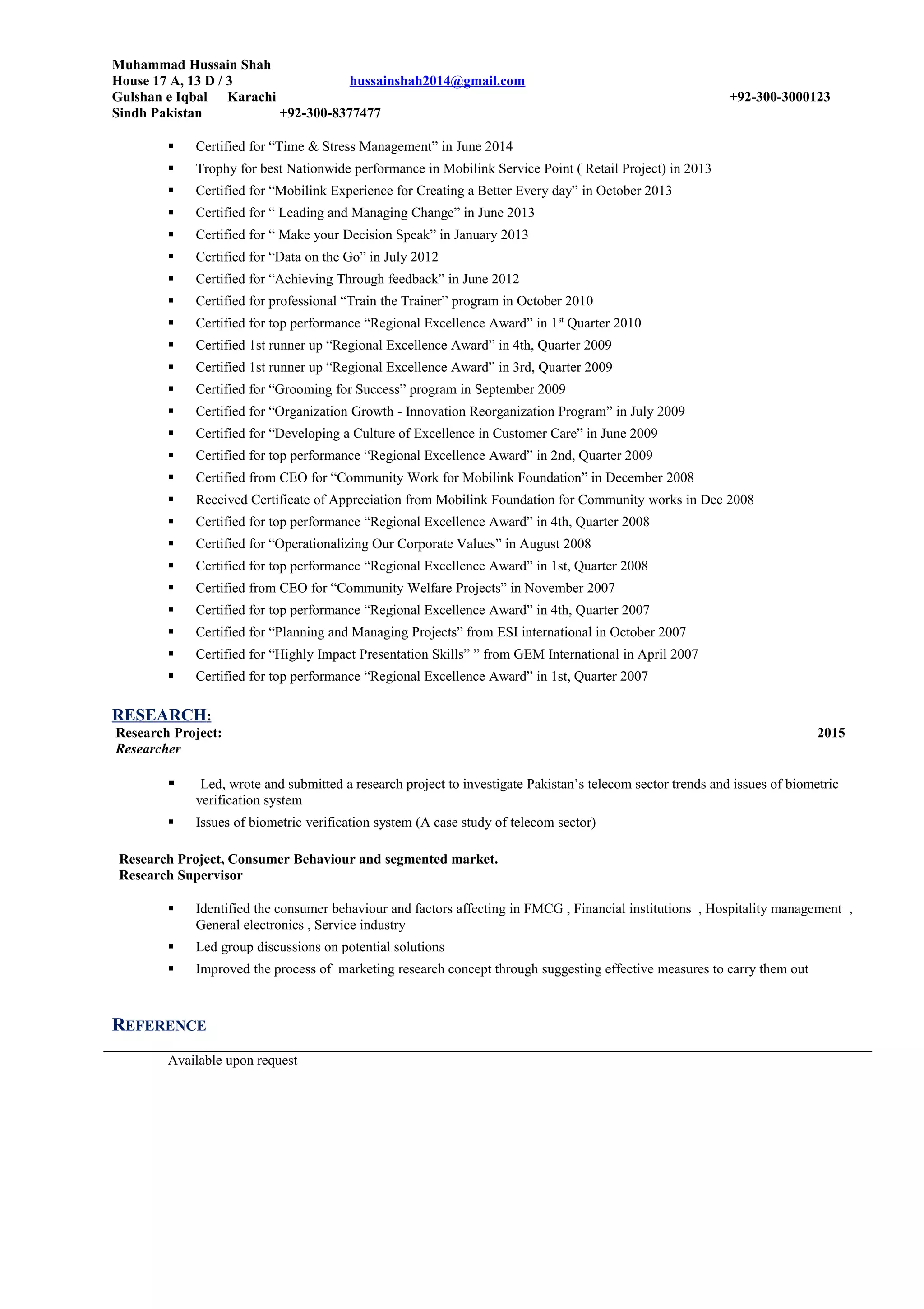 Muhammad_Hussain_Shah_CV_ | PDF