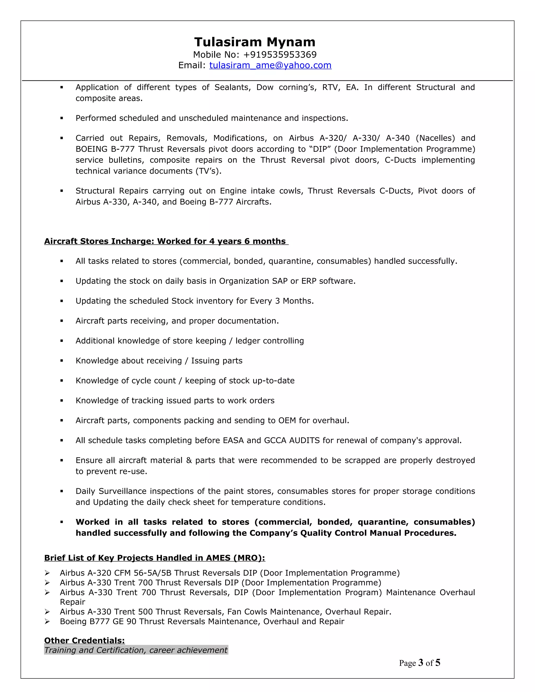 Aircraft Resume New-1 | DOC