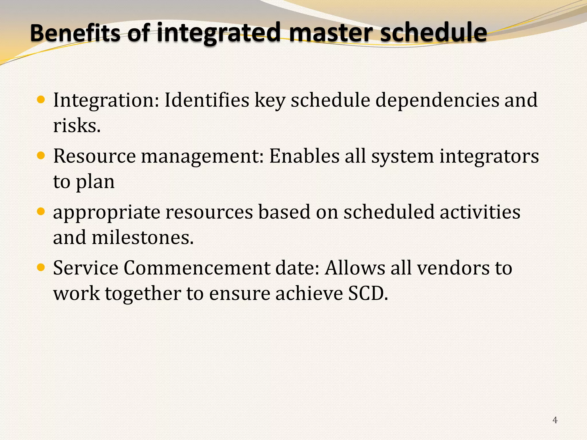 Program management integrated schedule | PPTX | Logistics | Business