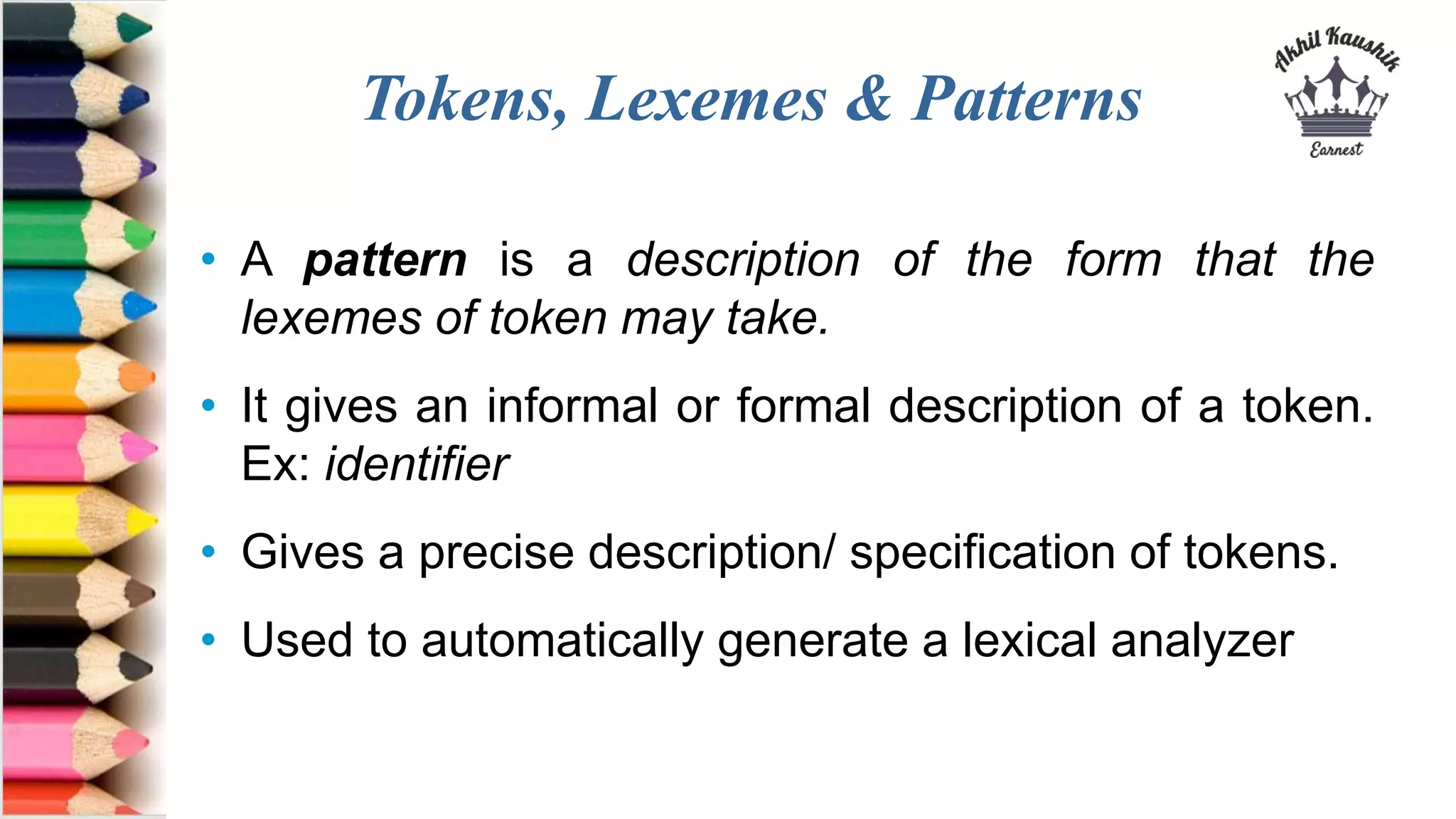 Lexical Analysis - Compiler Design | PPTX
