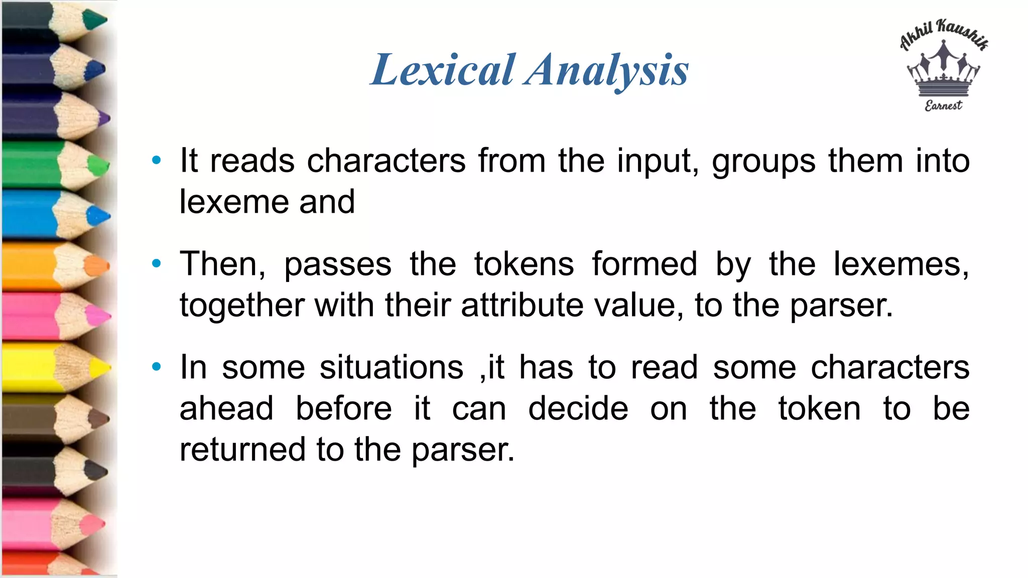 Lexical Analysis Compiler Design Ppt