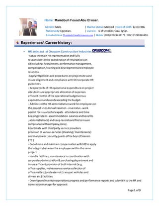 Mamdouh Fouad CV MT | DOCX | Business | Business and Finance