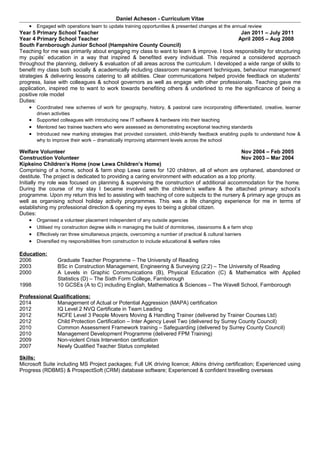 Daniel Acheson - CV (2015) | PDF