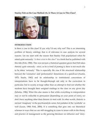 Stanley Fish on the Case Method | PDF