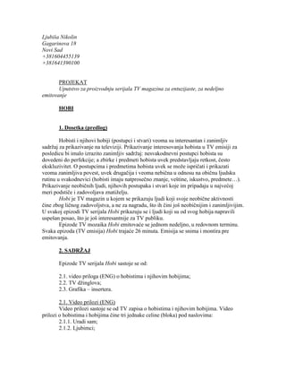 TV projekat Hobi (mozaik) | PDF