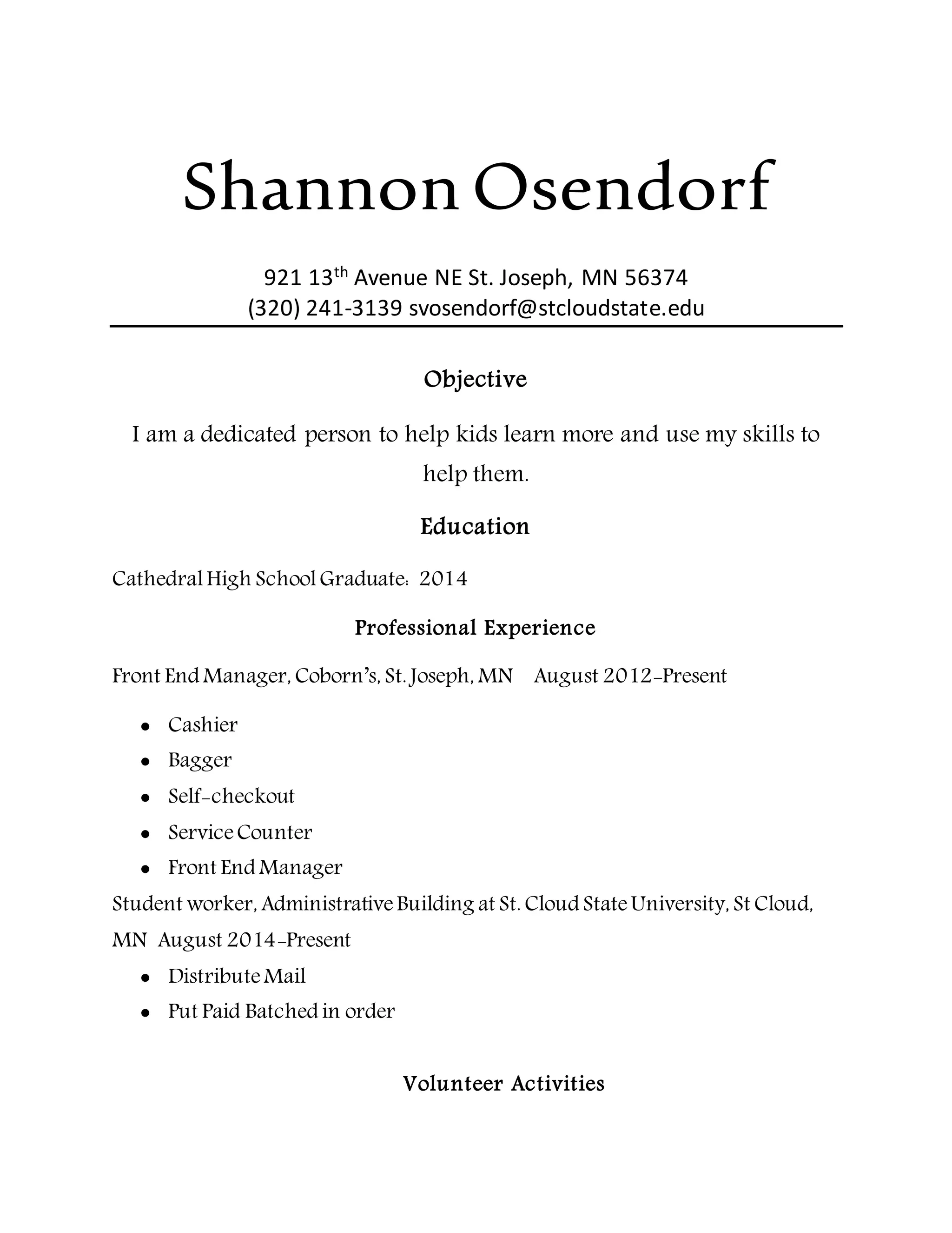 Shannon Osendorf Resema | DOCX | Christianity | Religion & Spirituality