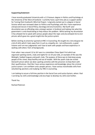 Rachael Supporting Statement | DOCX