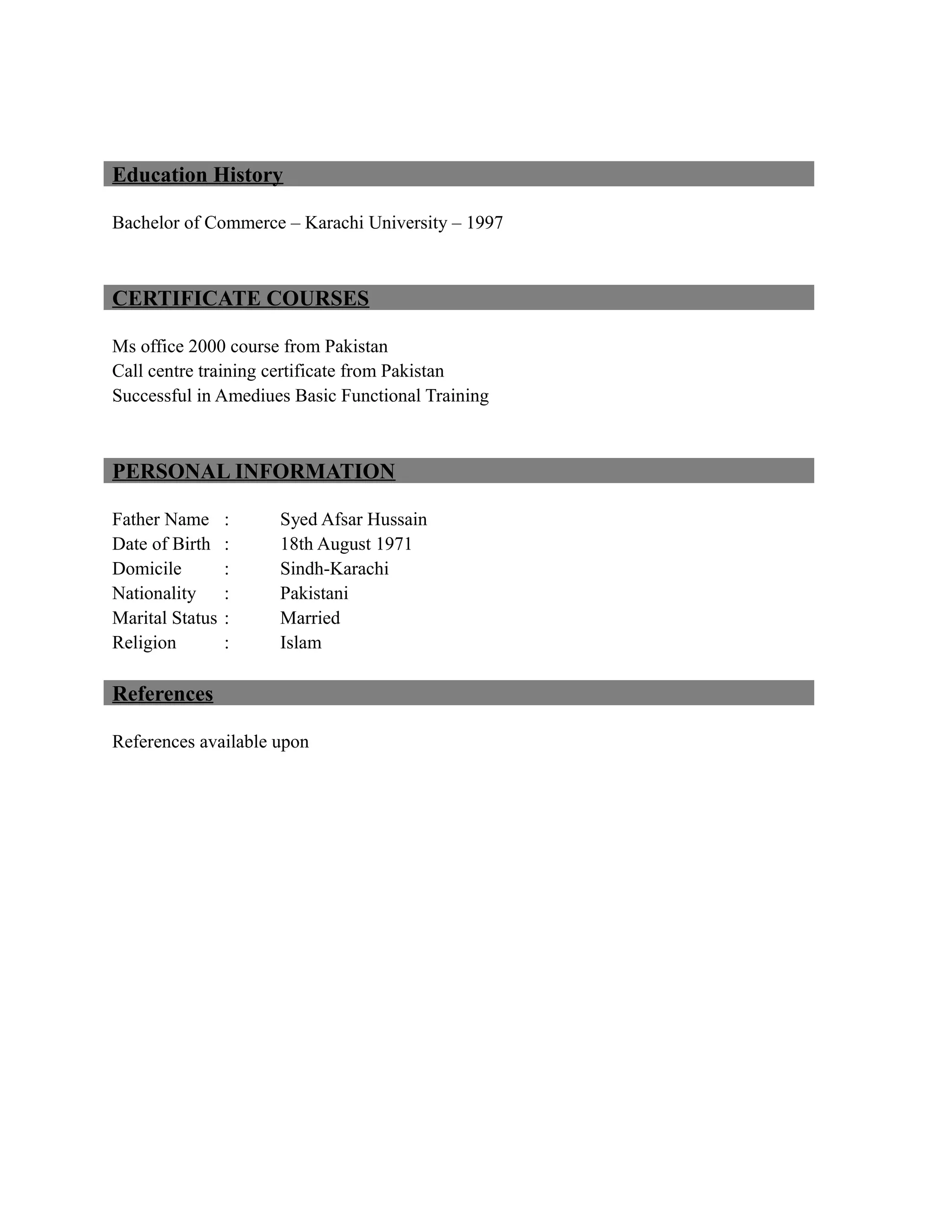 junaid CV-1 | RTF | Education