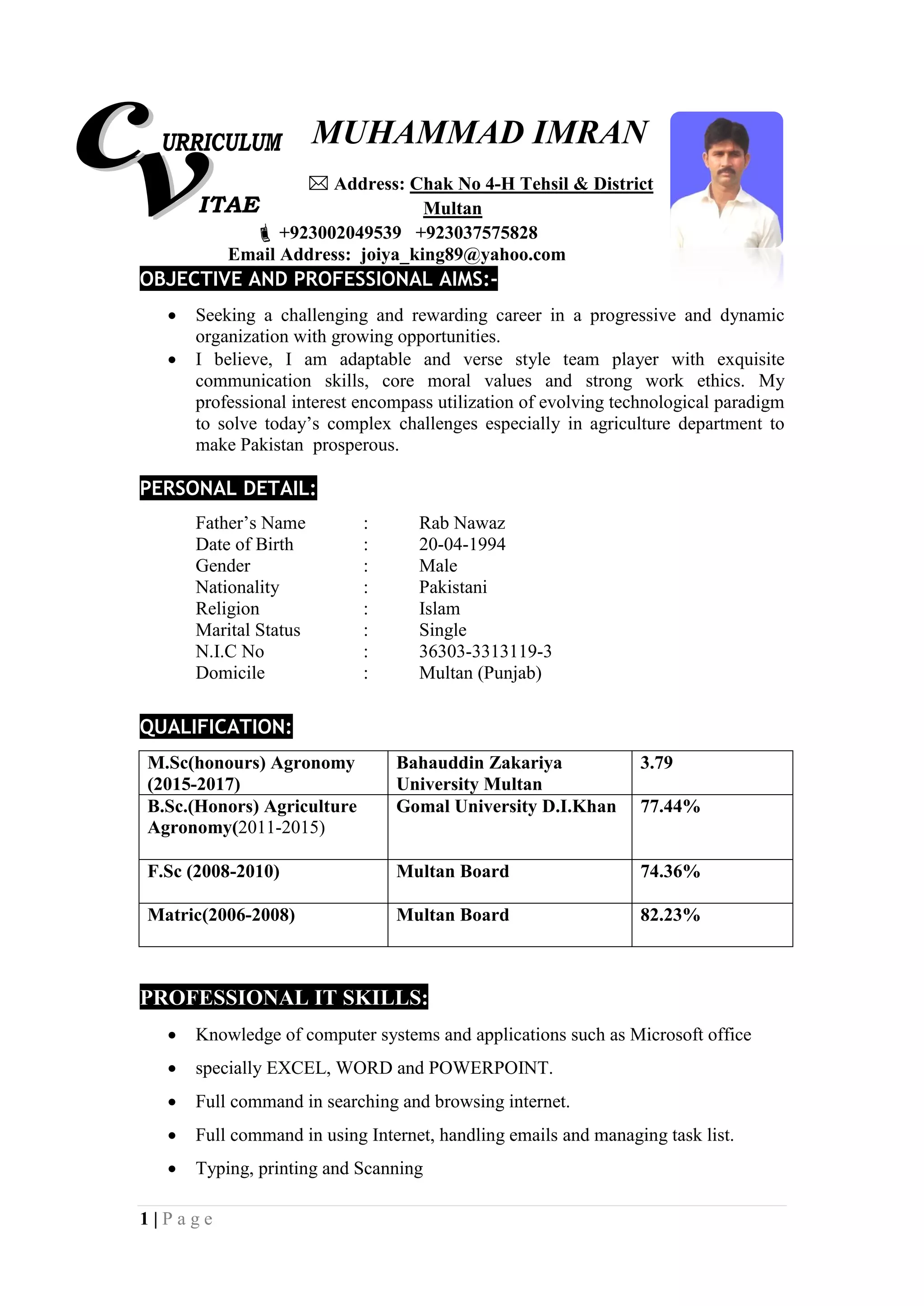 Muhammad Imran CV | PDF