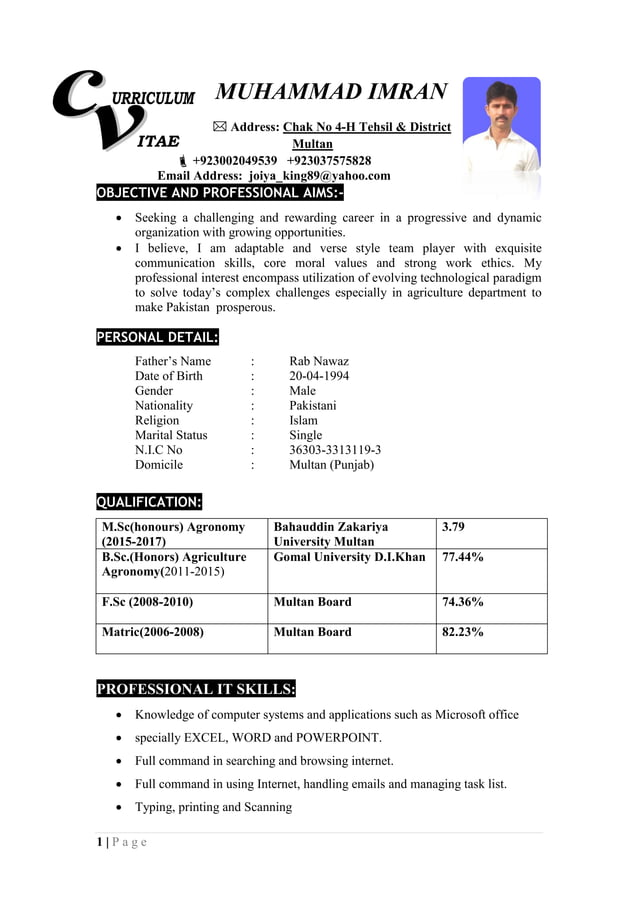 Muhammad Imran CV | PDF