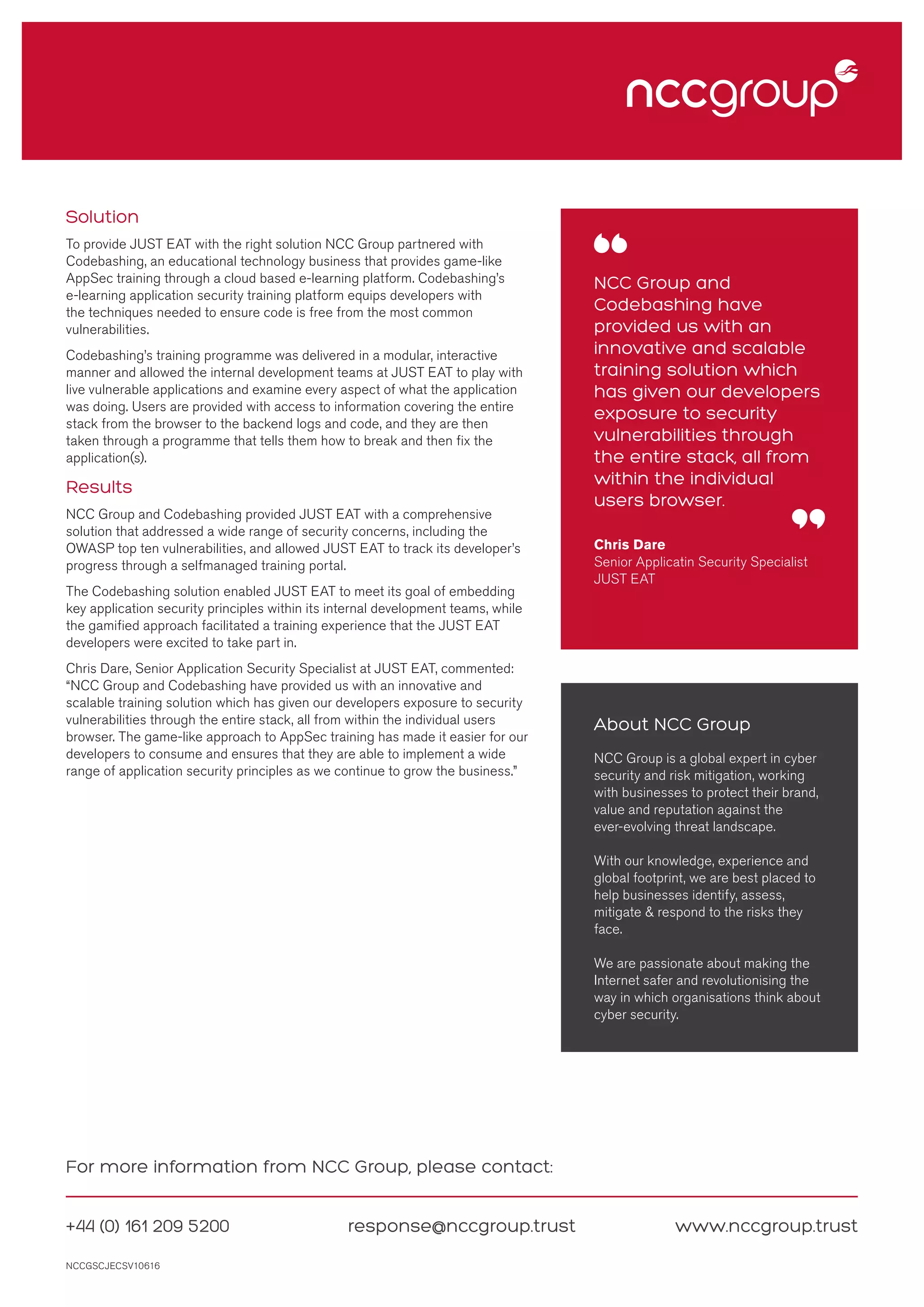Just Eat Codebashing Case Study | PDF