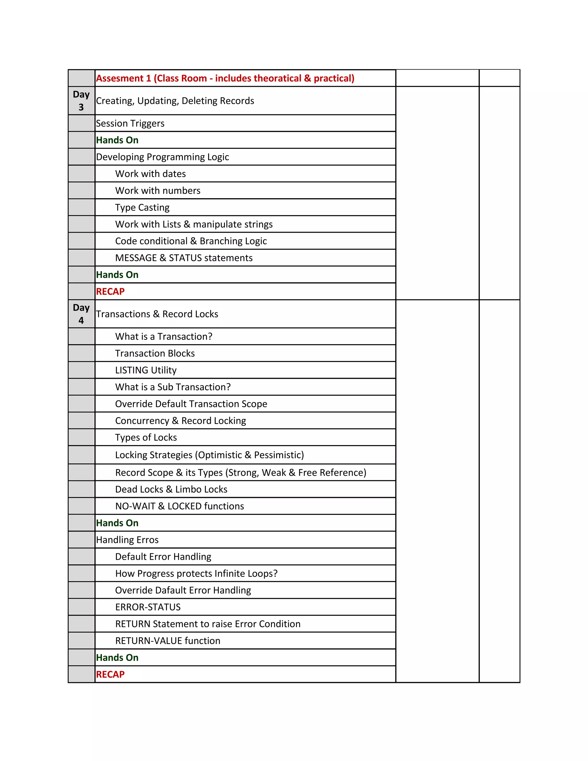 PROGRESS_4GL_Training_Calendar | PDF