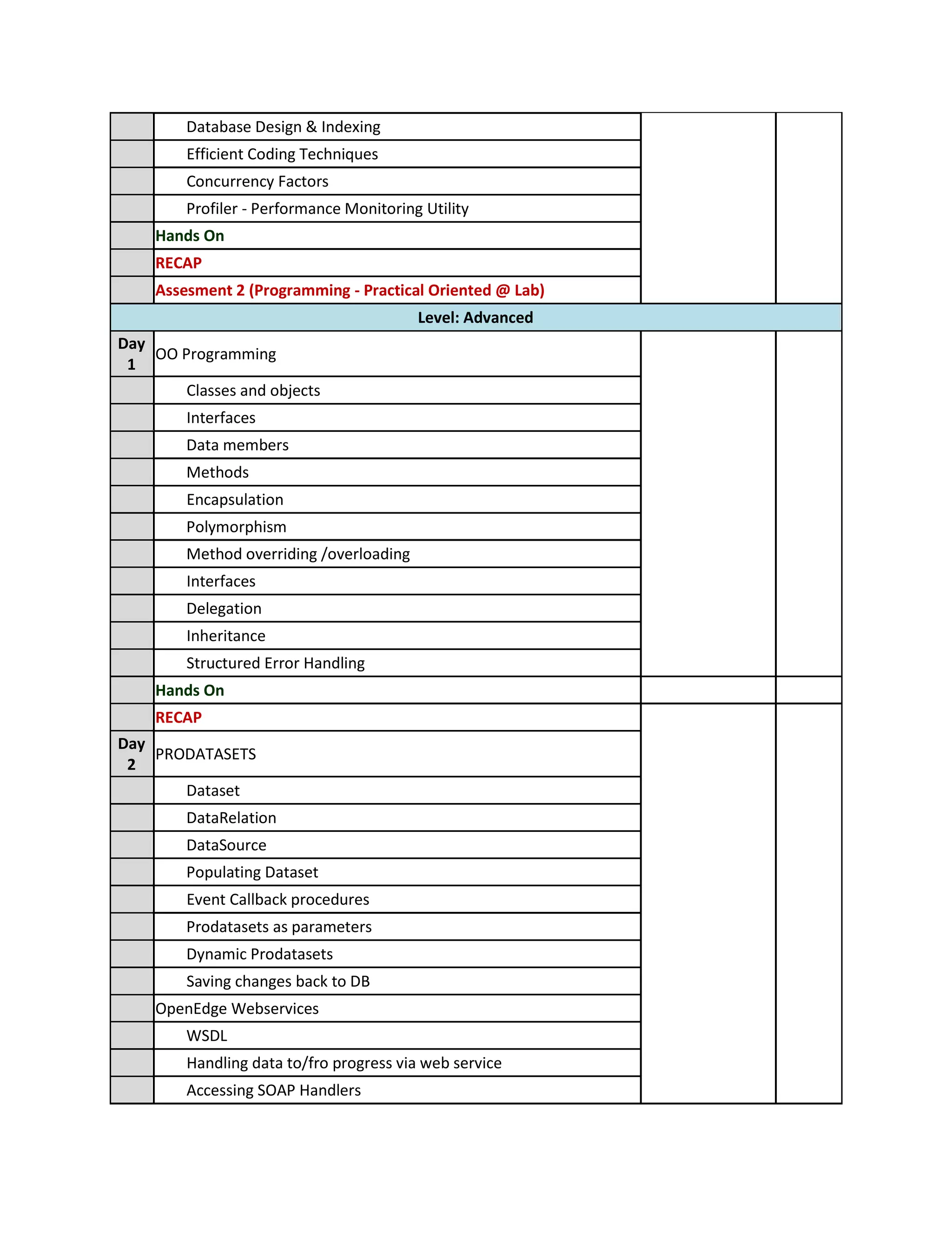 PROGRESS_4GL_Training_Calendar | PDF